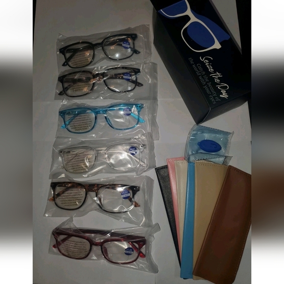 Other | 6pk 10 Reading Glasses With Cases Blue Light Filter | Poshmark